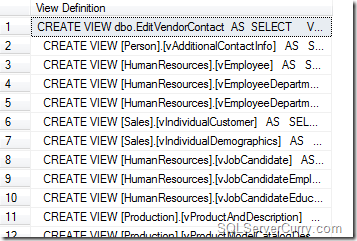 Display VIEW definition using T-SQL code (3 different ways)